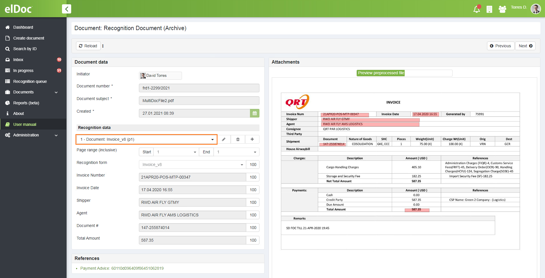 Automated Invoice Processing Eldoc Intelligent Document Processing Solution 