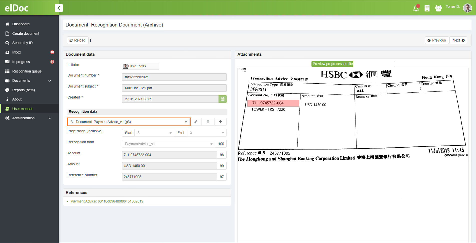 Cognitive Document Processing - elDoc - Intelligent Document Automation Solution