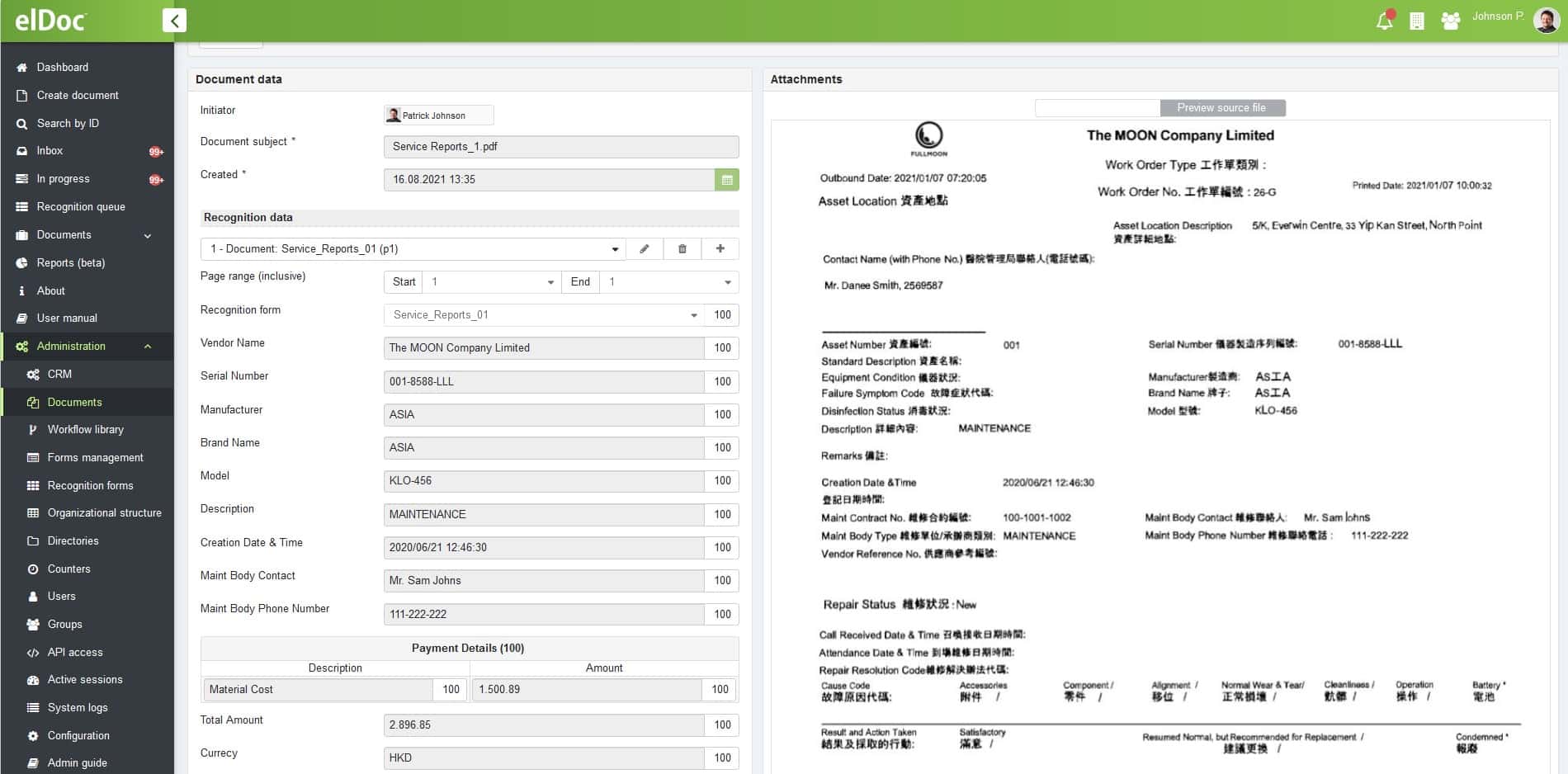 AI-powered data extraction from Service Reports - elDoc - Intelligent Document Capture