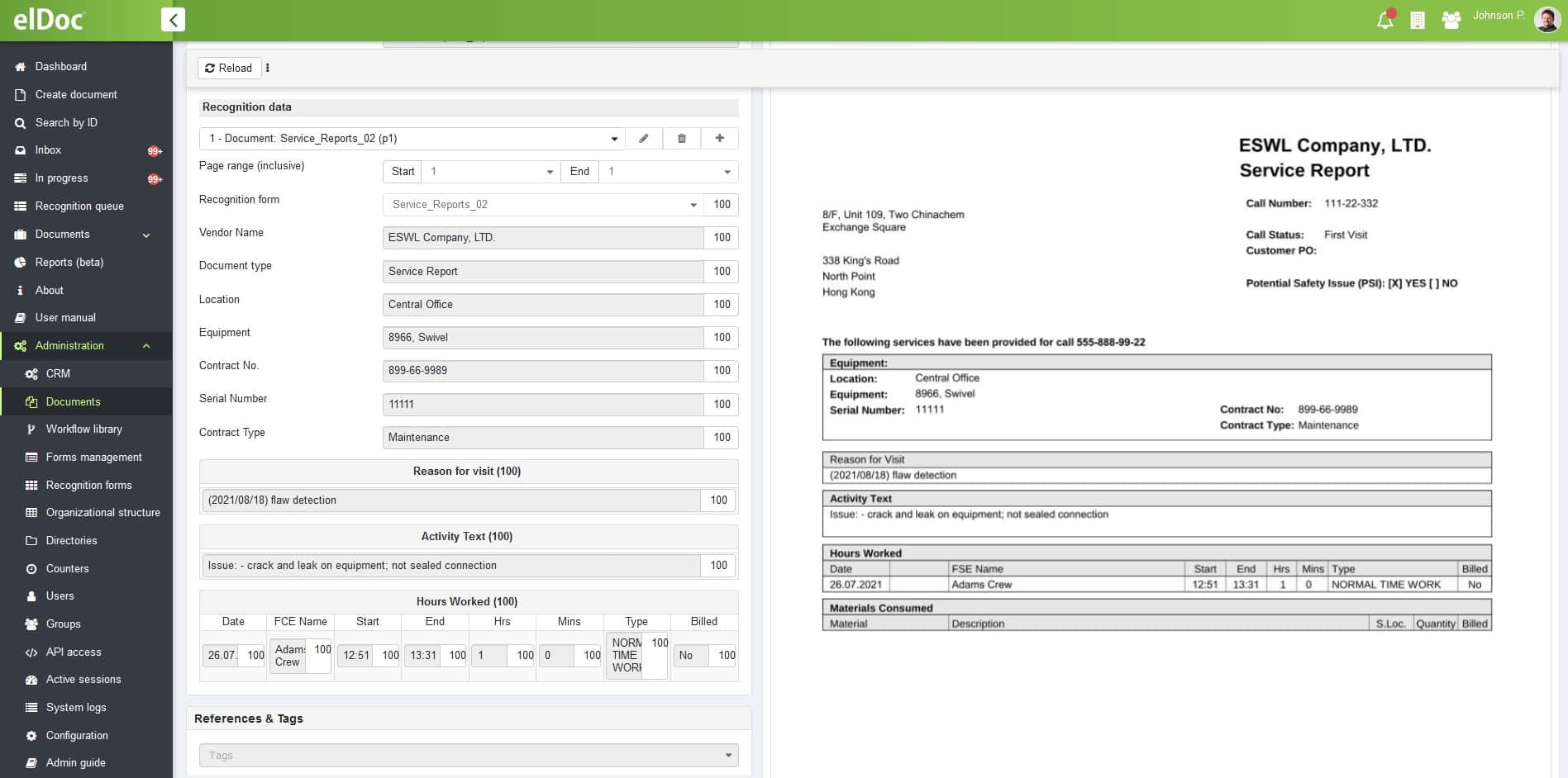 AI-powered data extraction from Service Reports - elDoc - Intelligent Document Capture